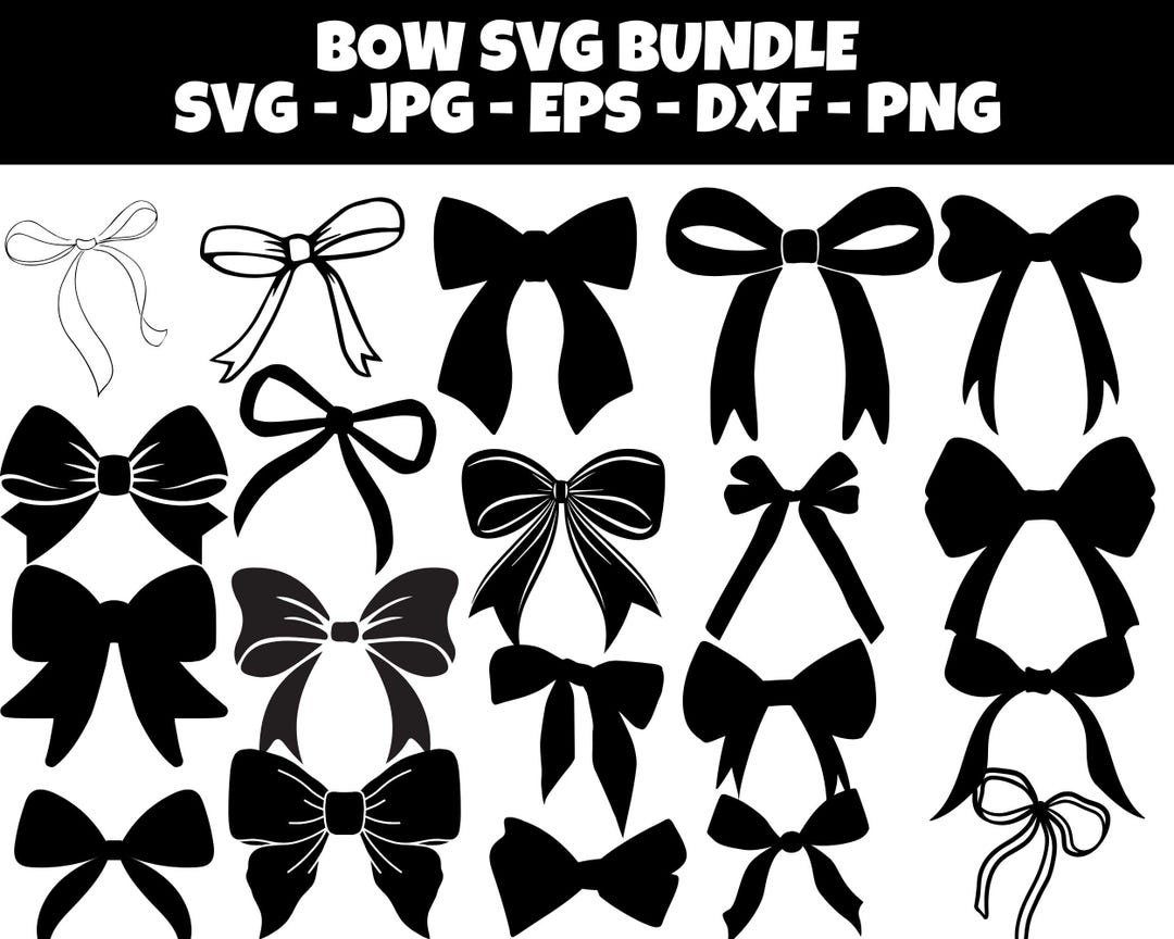 Black Bow SVG Bundle: Ribbon, Coquette & Bow Tie Clipart (digital ...