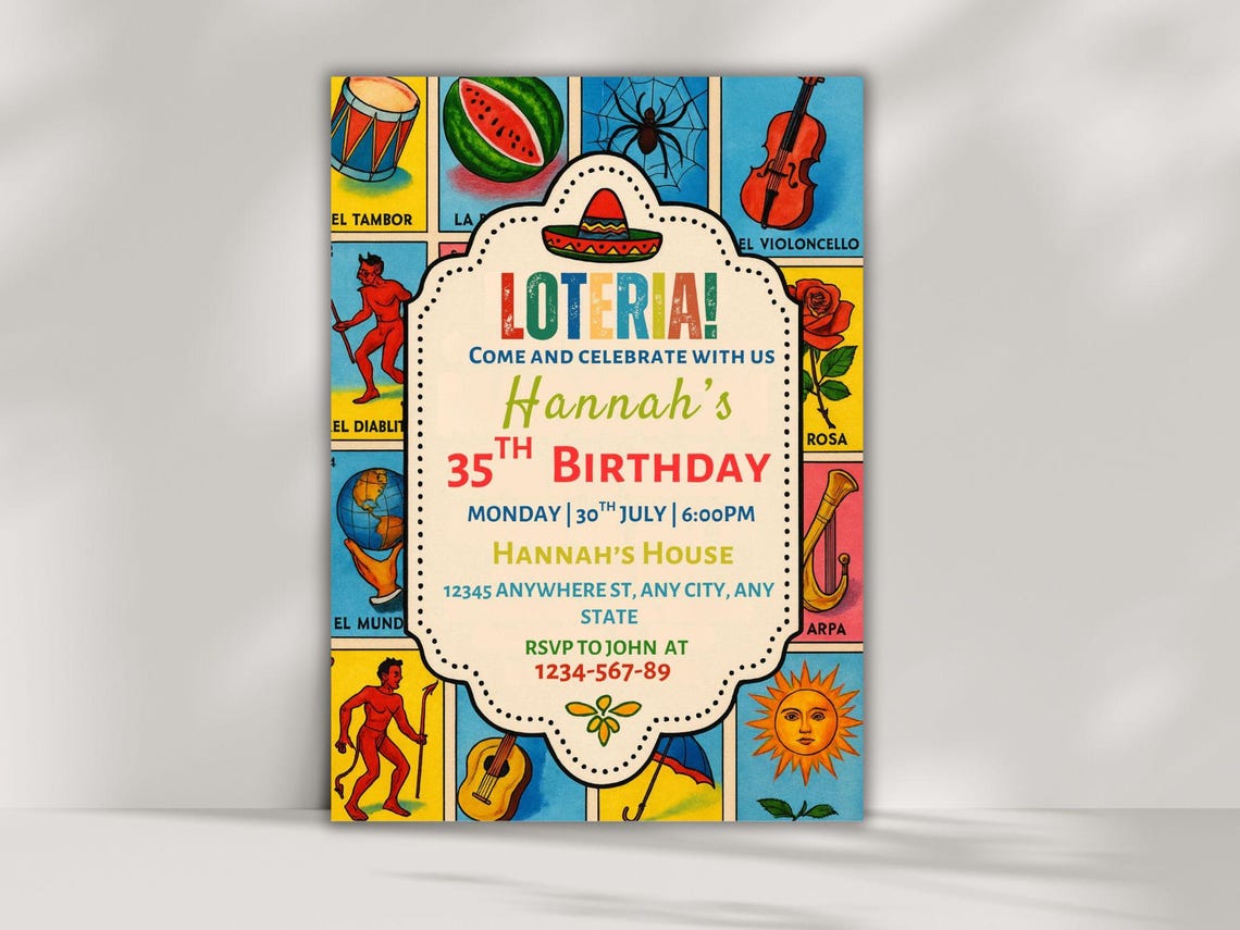 Loteria Birthday Party Customizable Invitation, Loteria Party Invite ...