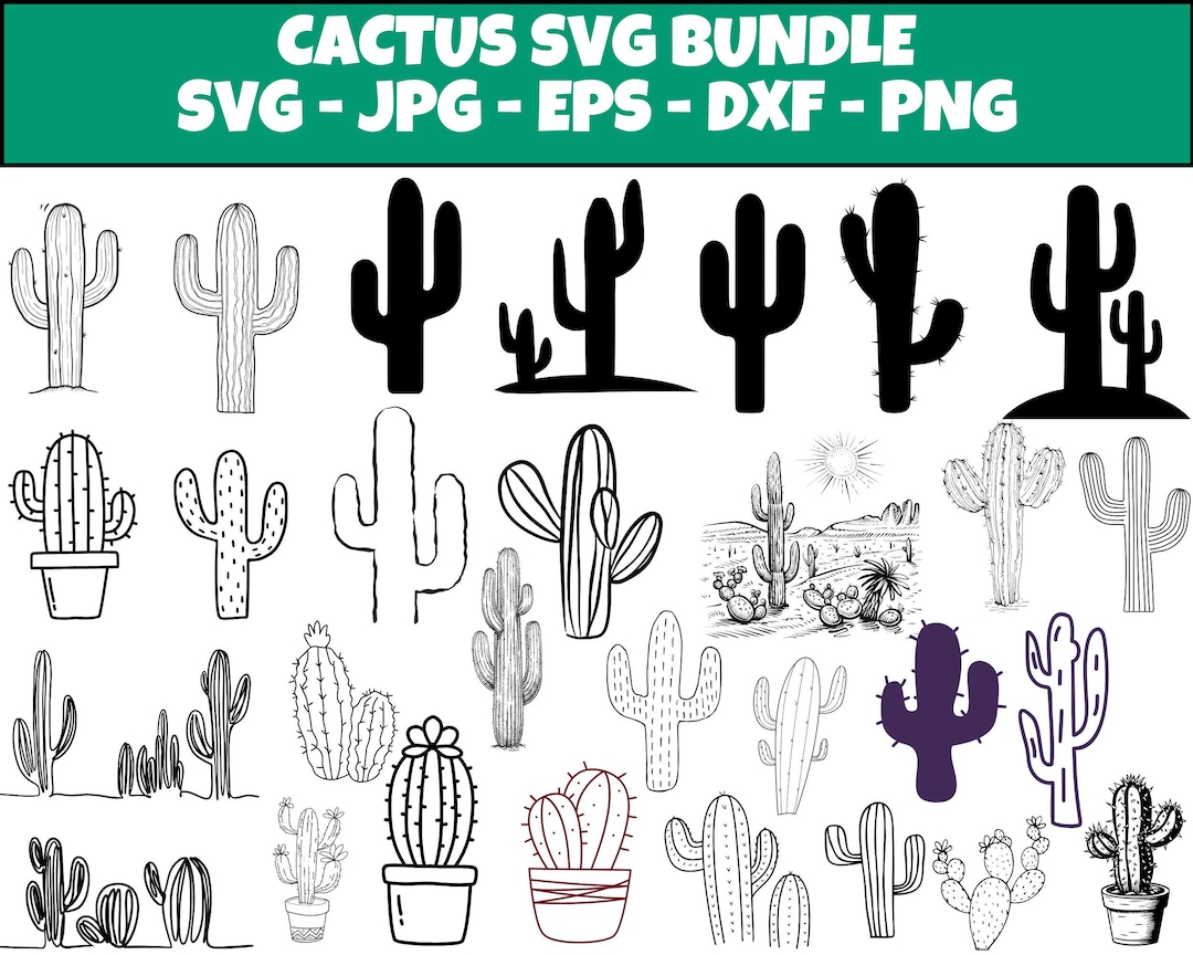 Cactus SVG Bundle Cactus Flower SVG File Succulent Png for Shirts Cacti ...