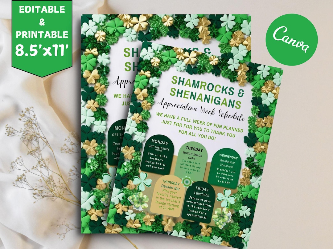 Editable St. Patrick's Day Flyer, Customizable St.patricks School ...