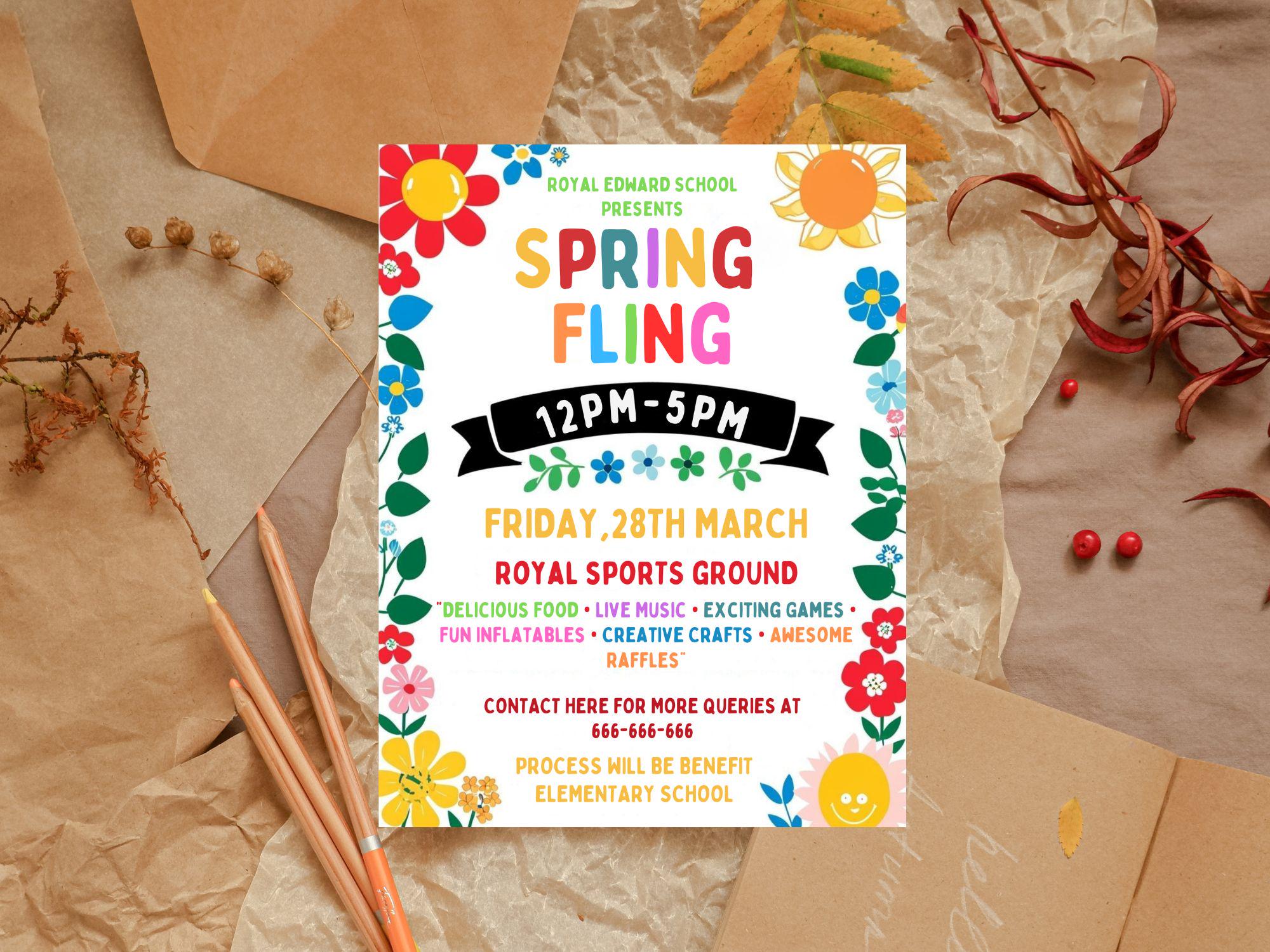 Spring Fling Flyer: School Dance Invitation Template (canva, PDF) - Etsy