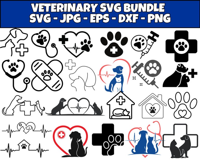 Veterinarian SVG Bundle: Pet Doctor, Dog, Cat, Animals (digital Files ...