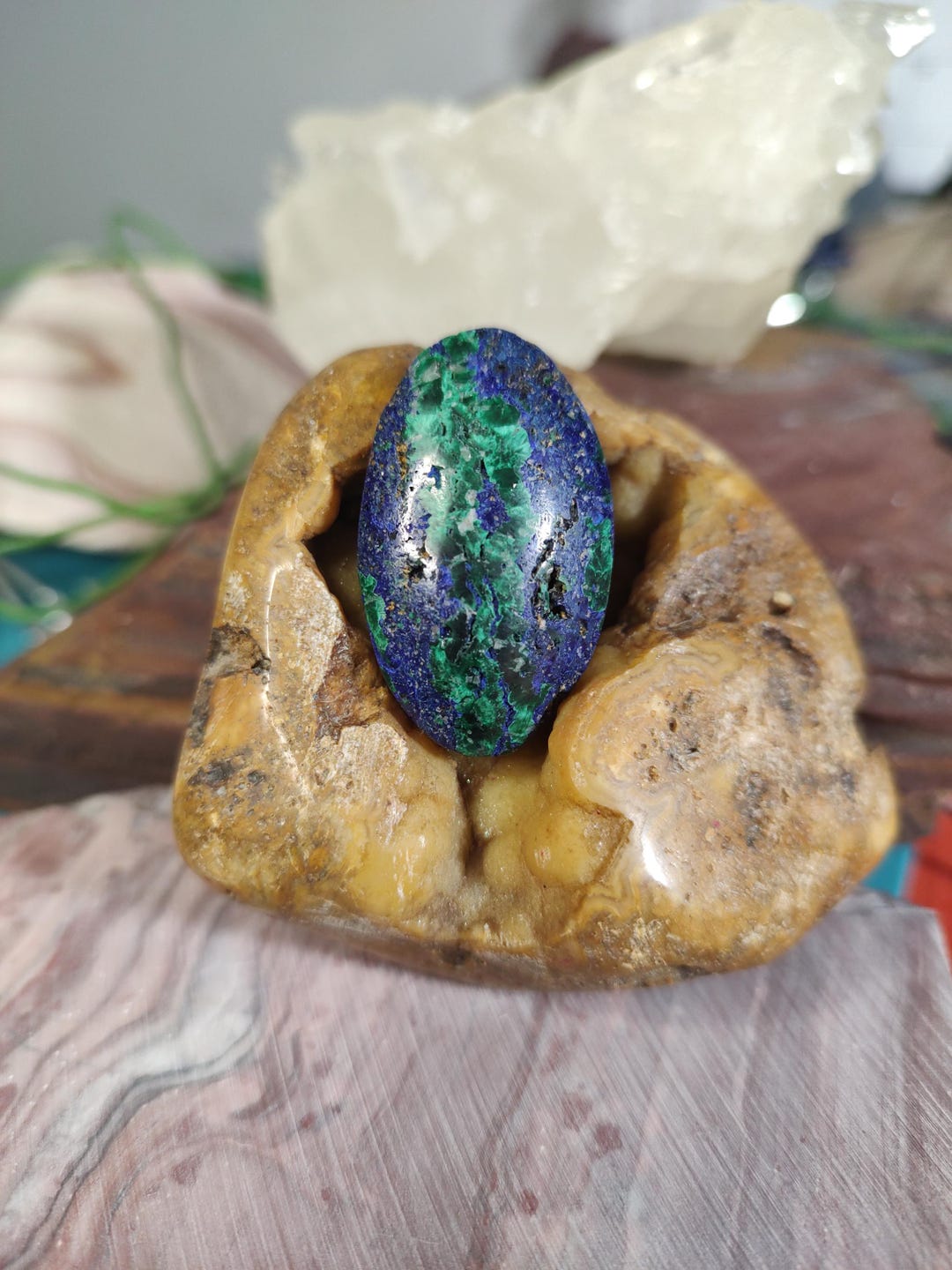 Rare, Beautiful Azurmalachite 38mm Oval Cabochon for Wire Wrapping ...