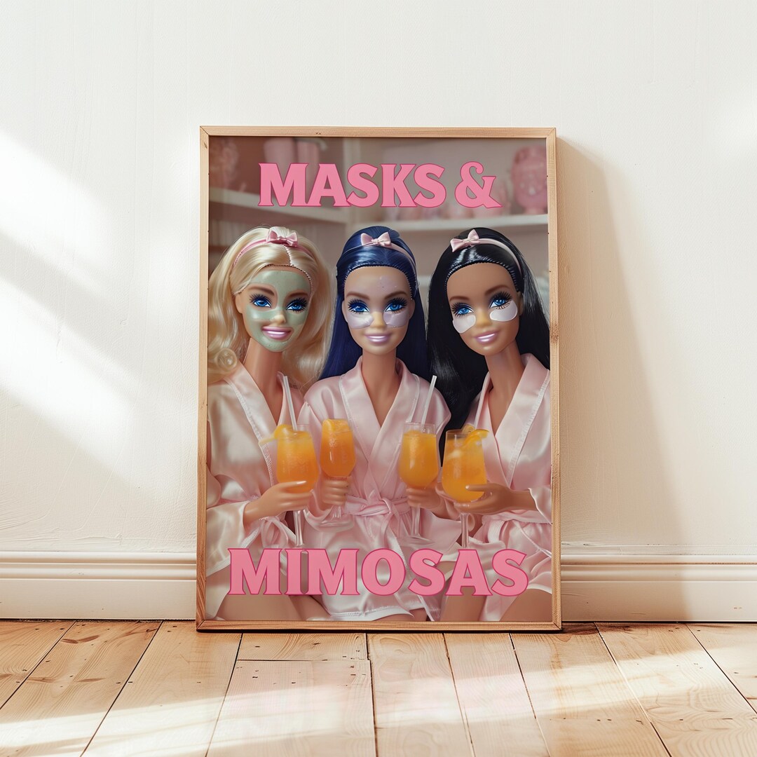 Spa Wall Art Masks & Mimosas Self Care Poster Esthetician Print Girly ...