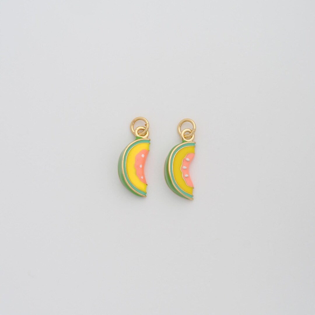 Gold Enamel Fruit Pendant,18k Gold Filled Cantaloupe Charms,diy Jewelry ...