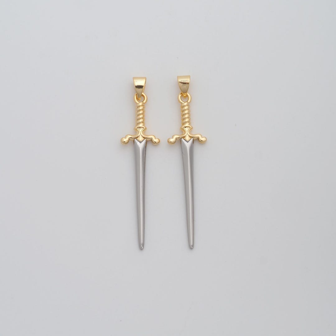 Gold Weapon Pendant,18k Gold Filled Sword Charms,diy Jewelry Findings ...