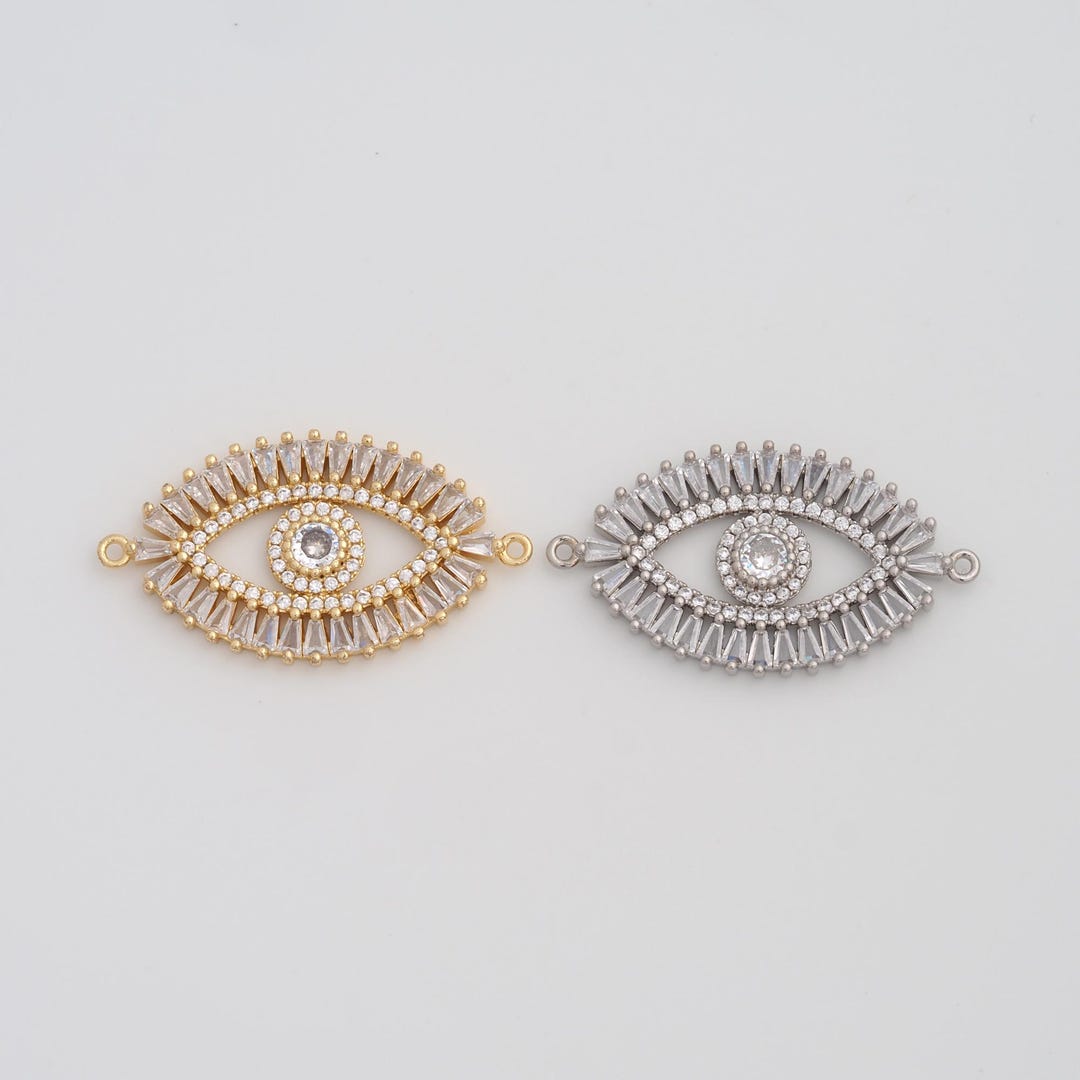 Gold CZ Evil Eye Connectors,18k Gold Filled Devil Eye Connectors,diy ...