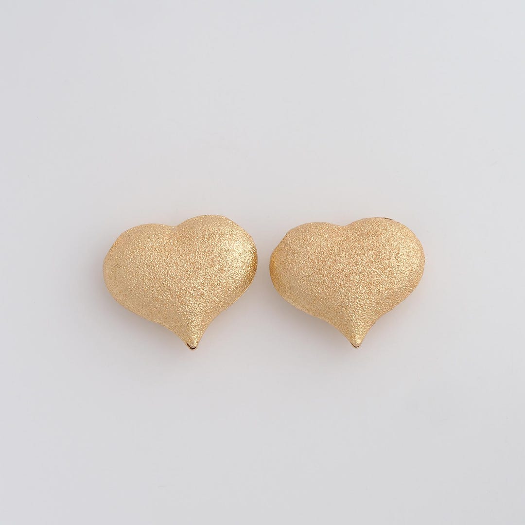 Gold Puffed Heart Pendant,18k Gold Filled Love Charms,diy Jewelry ...