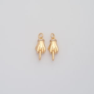 Gold CZ Middle Finger Pendant,18k Gold Filled Gesture Charms,diy ...