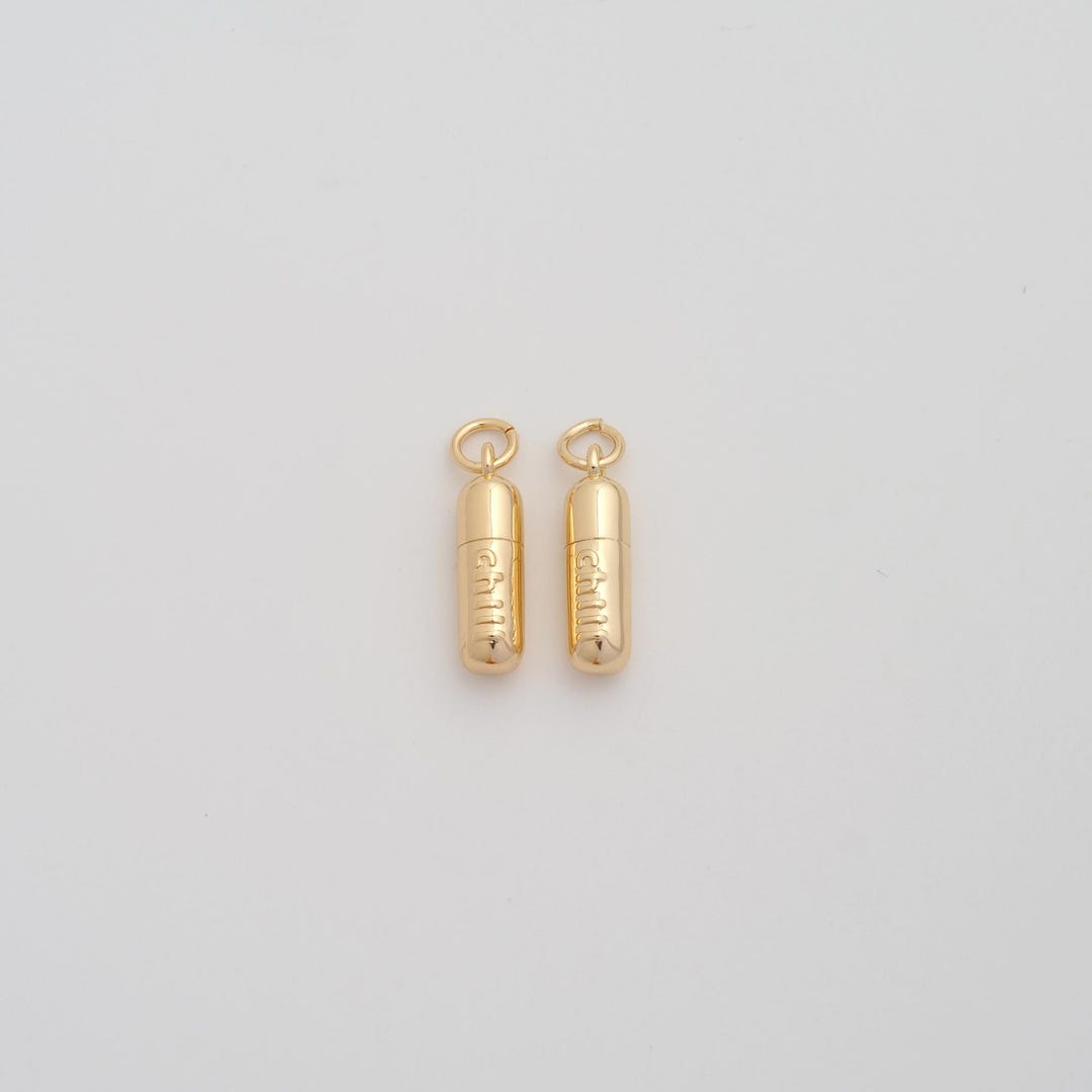 Gold Chill Pill Pendant,18k Gold Filled Capsule Charms,diy Jewelry ...