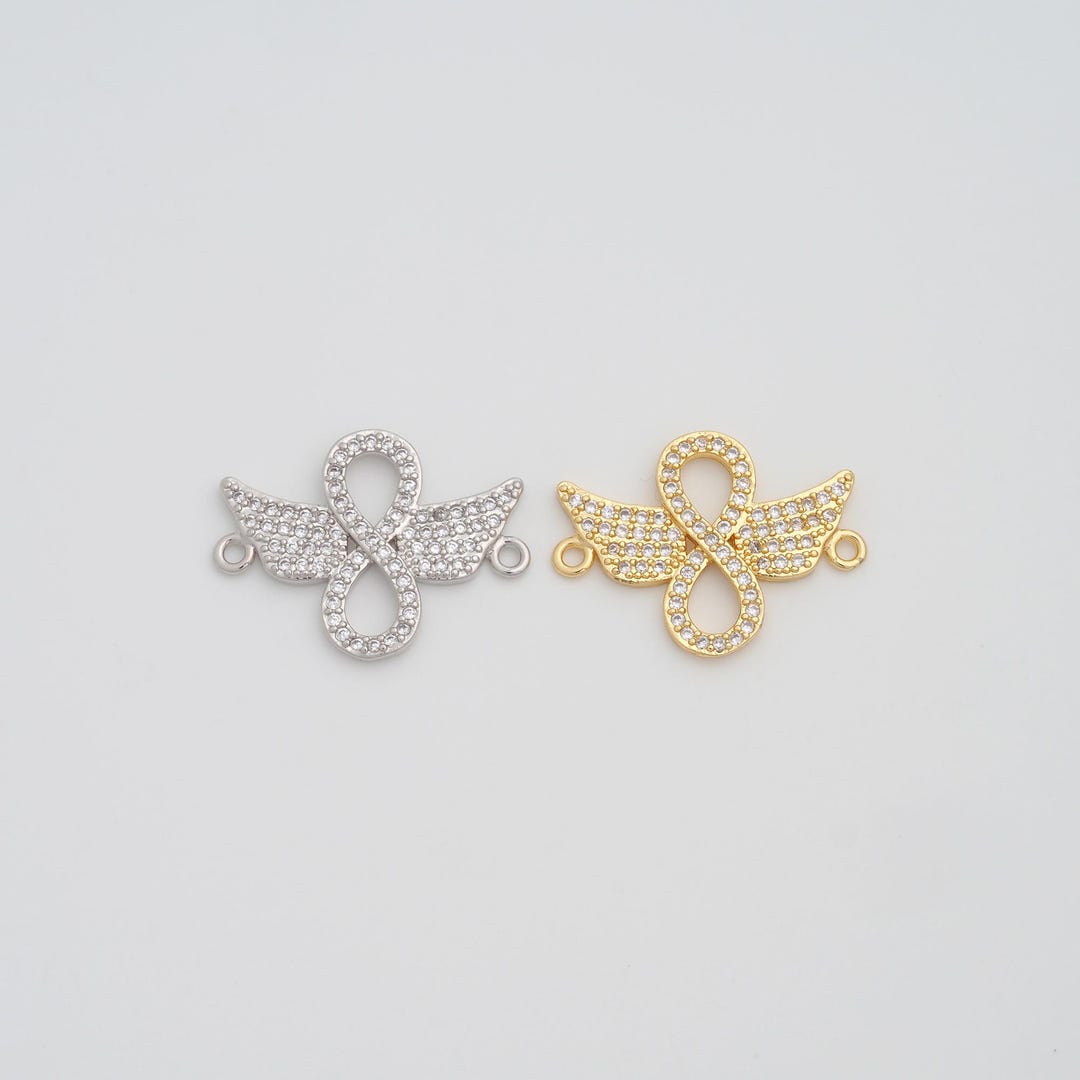 Gold CZ Infinity Connectors,18k Gold Filled Angel Wings Connectors,diy ...