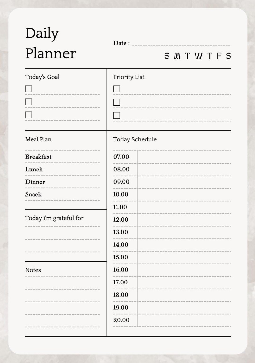 Editable Daily Planner Template for Canva – Printable Productivity ...