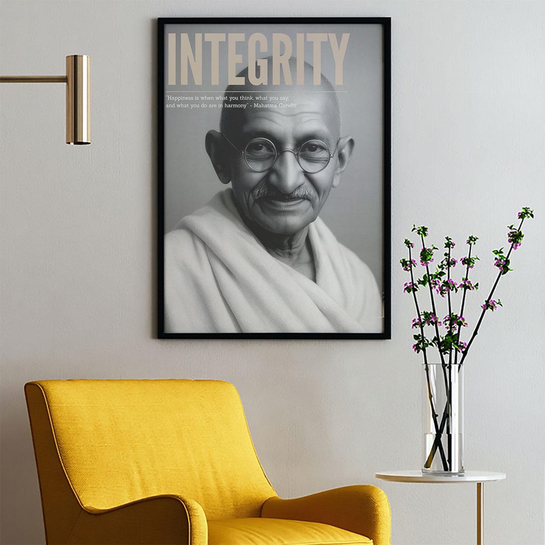 Mahatma Gandhi "integrity" Poster, Gold Minimalist Digital Art - Etsy UK