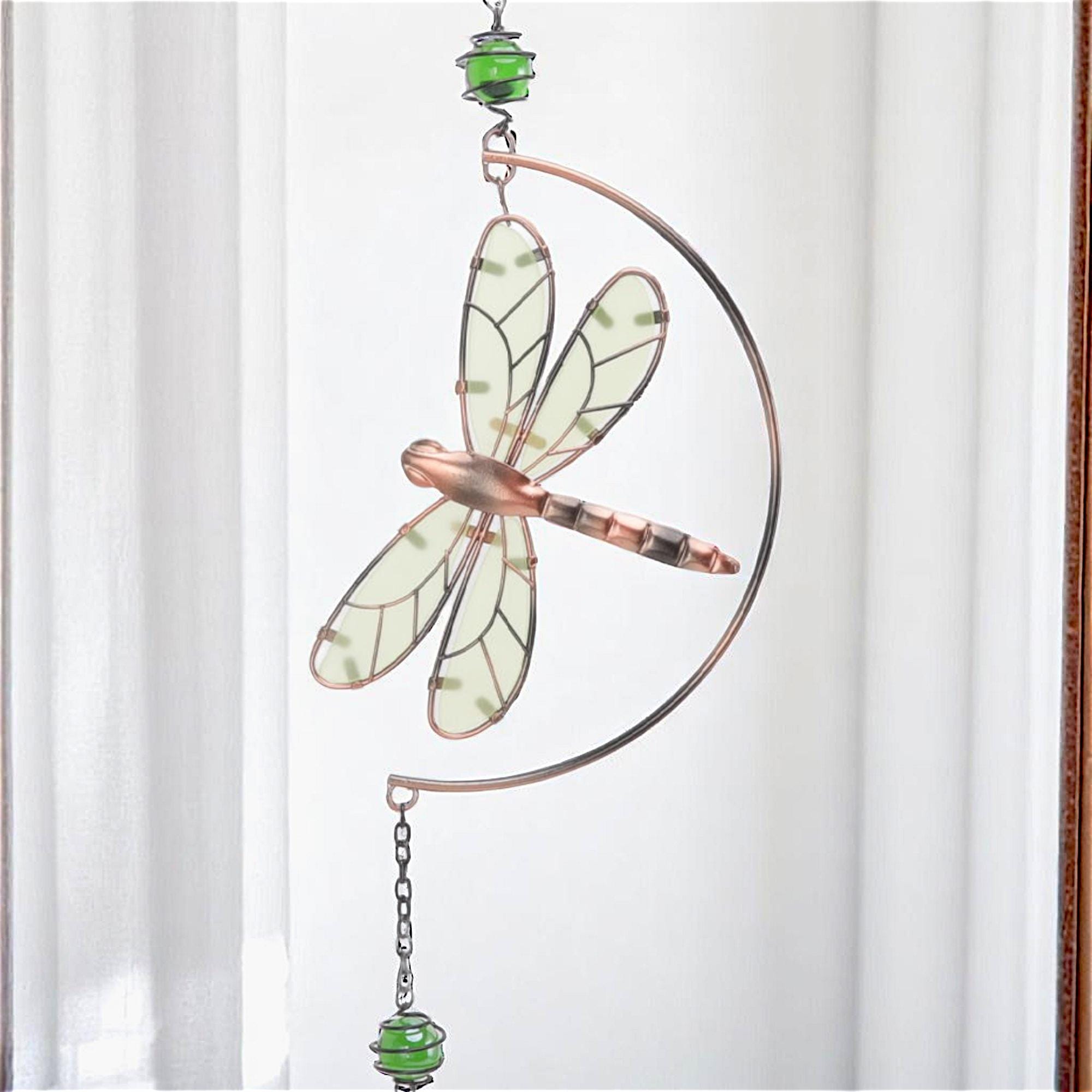 Metal Dragonfly Wind Chime • Outdoor Garden Decor • Porch Ornament With ...
