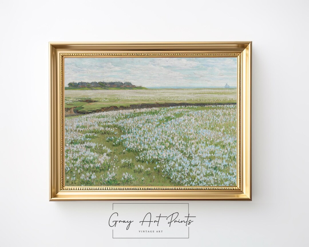 Spring Meadow Landscape Print – Cottagecore Wildflower Field (digital ...