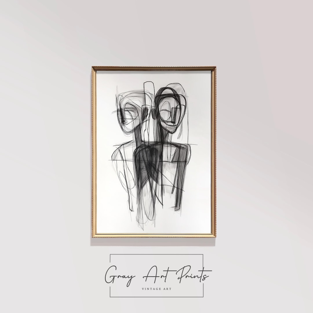 Modern Abstract Figure Drawing Printable - Contemporary Line Art Wall ...