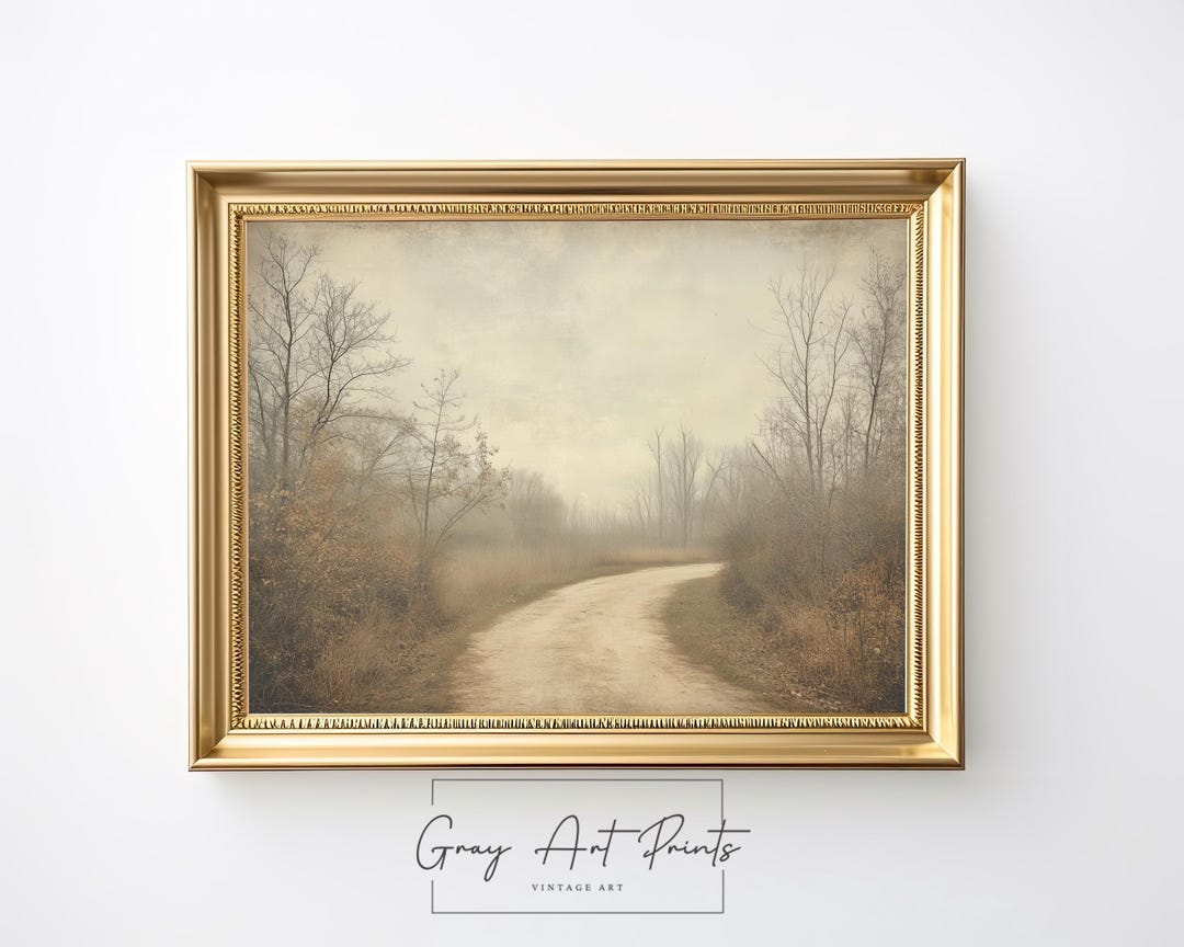Printable Rustic Forest Path Art - Faded Woodland Trail, Earthy Tones ...