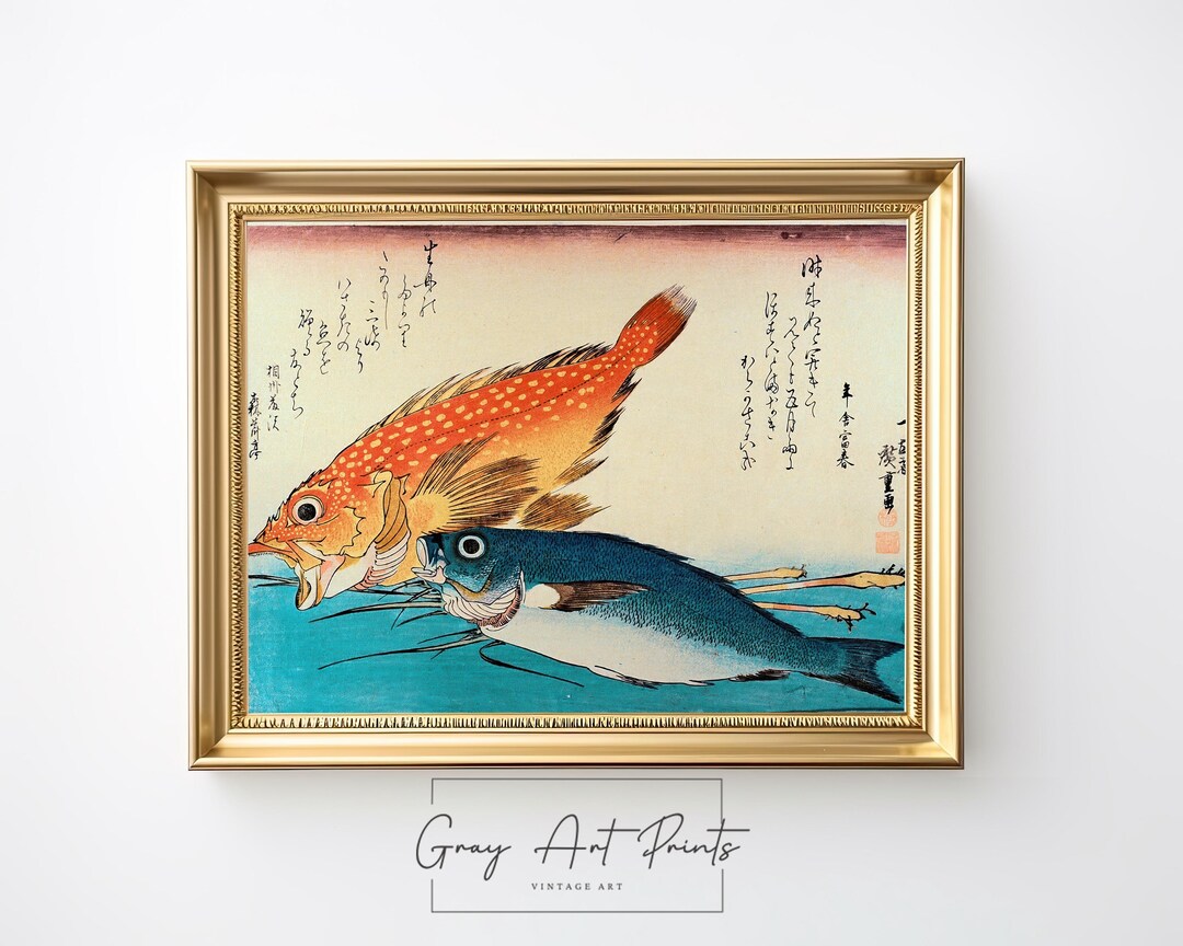 Red Snapper Japanese Fish Print - Vintage Ukiyo-e Seafood Illustration ...