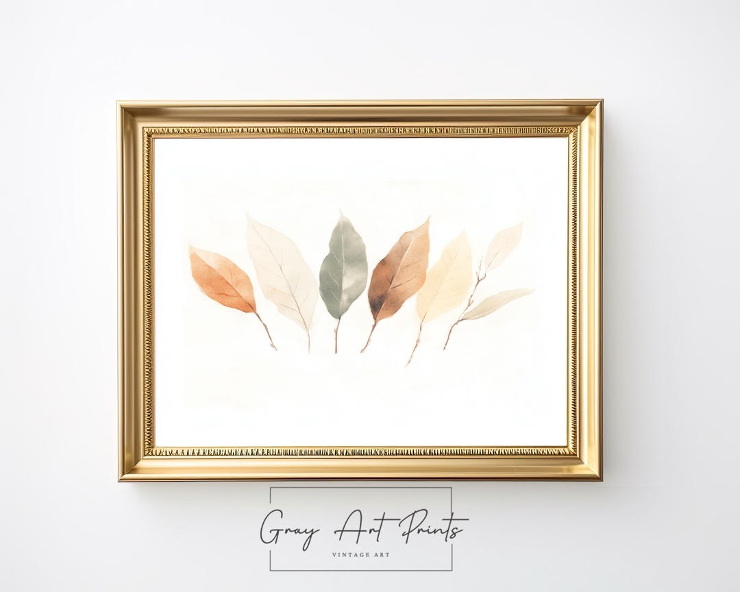 Neutral Autumn Leaves Art Print - Botanical Illustration (digital ...
