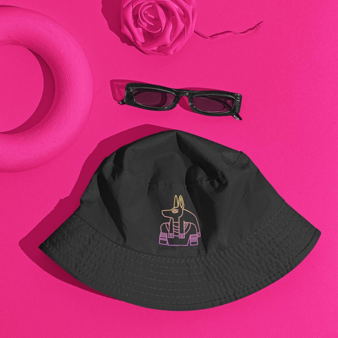 Anubis Bucket Hat - Aesthetic Black Festival Hat | Egypt Mythology ...