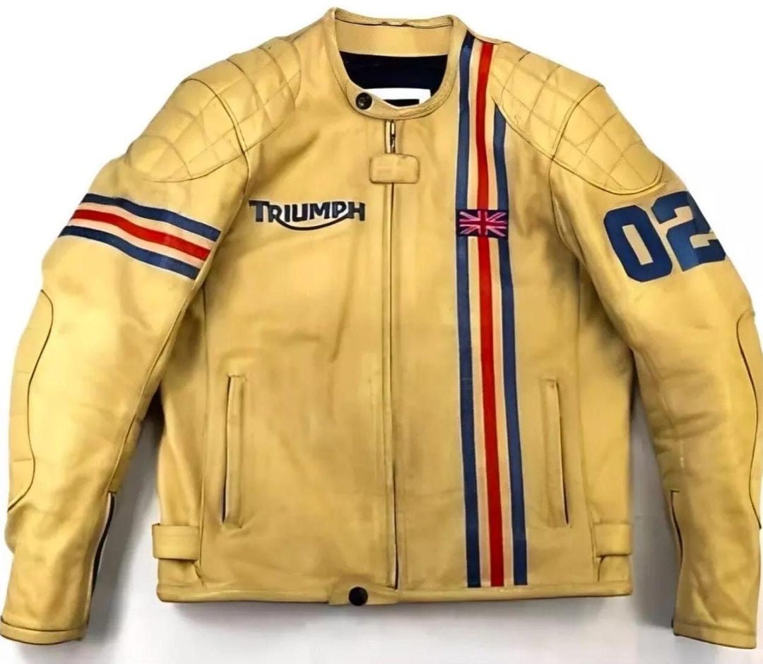 Triumph Biker Racing Leather Jacket Rare Vintage Style Triumph Leather ...