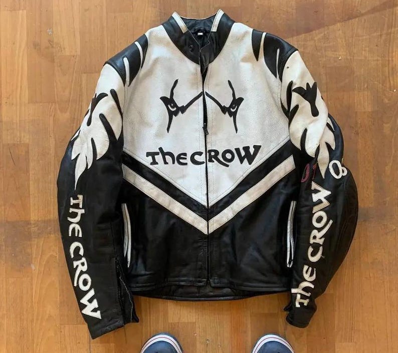 The Crow Black Leather Jacket Very Rare Vintage Style the Crow Leather ...