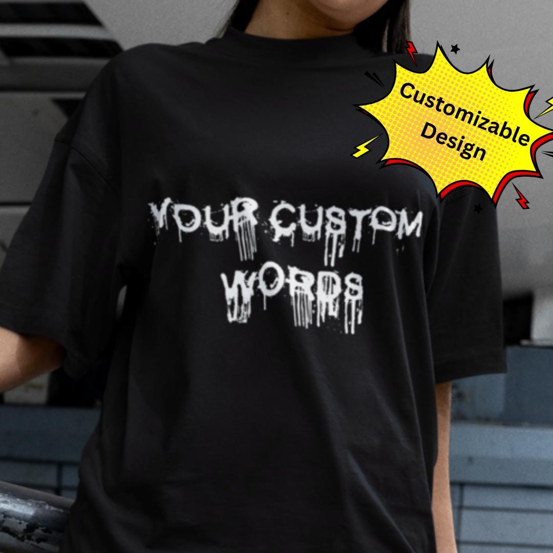 Custom Horror Font Black Metal Shirt: Dripping Gothic Personalized Tee ...