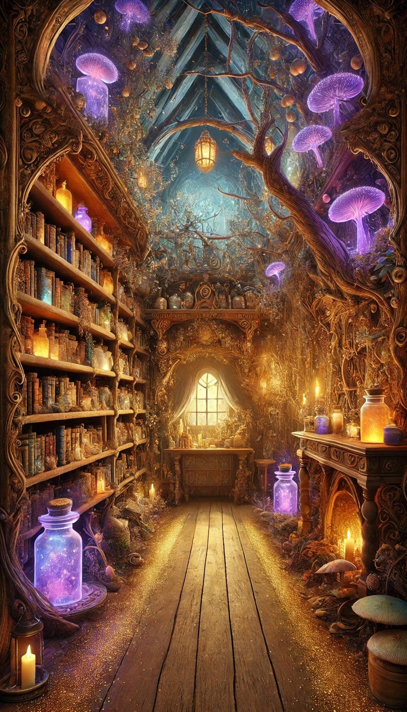 Magical Fantasy Library Wallpaper Set - Etsy