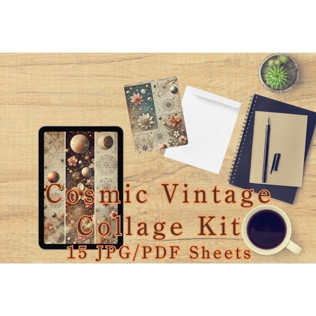 Vintage Cosmic Collage Kit – Botanical Galaxy Ephemera (JPG/PDF) - Etsy