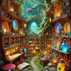 Magical Fantasy Library Wallpaper Set - Etsy