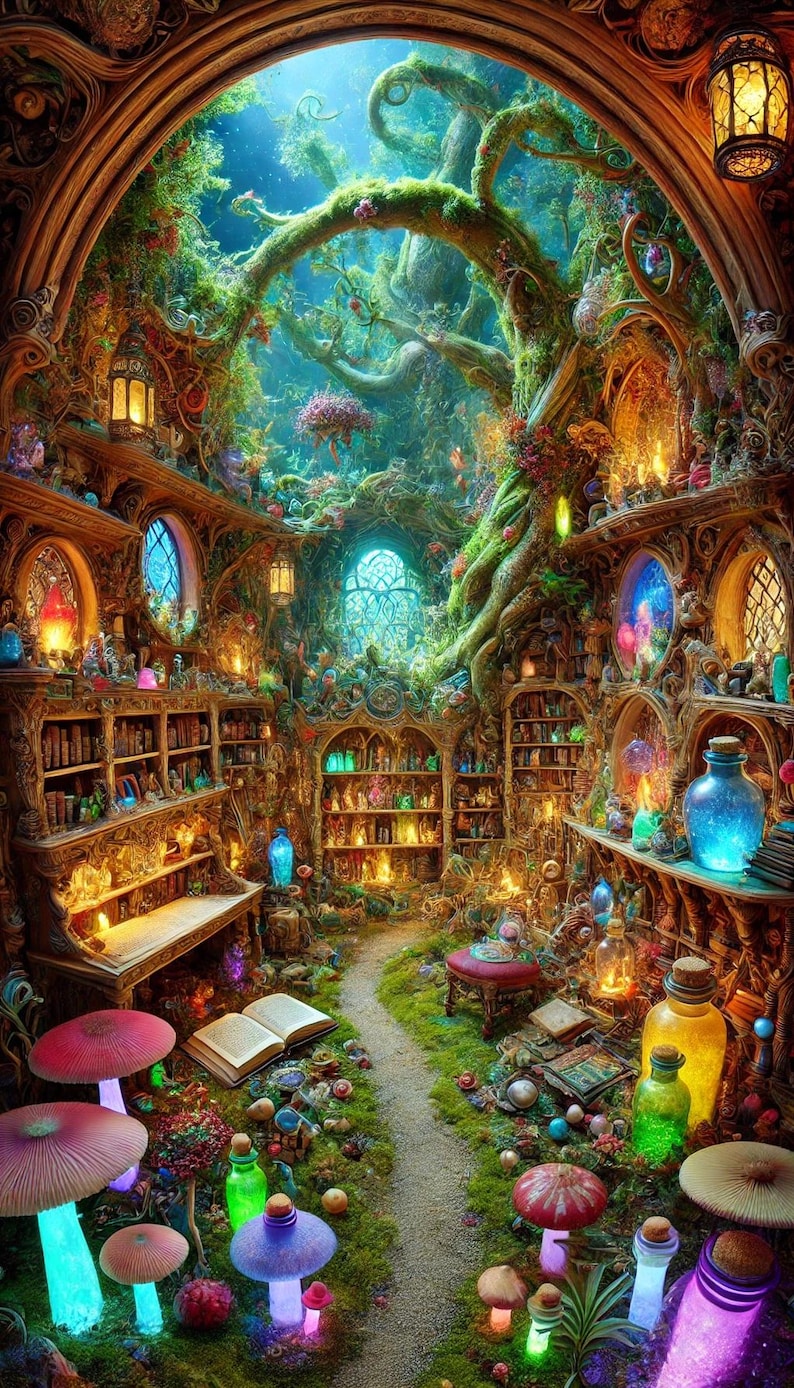 Magical Fantasy Library Wallpaper Set - Etsy