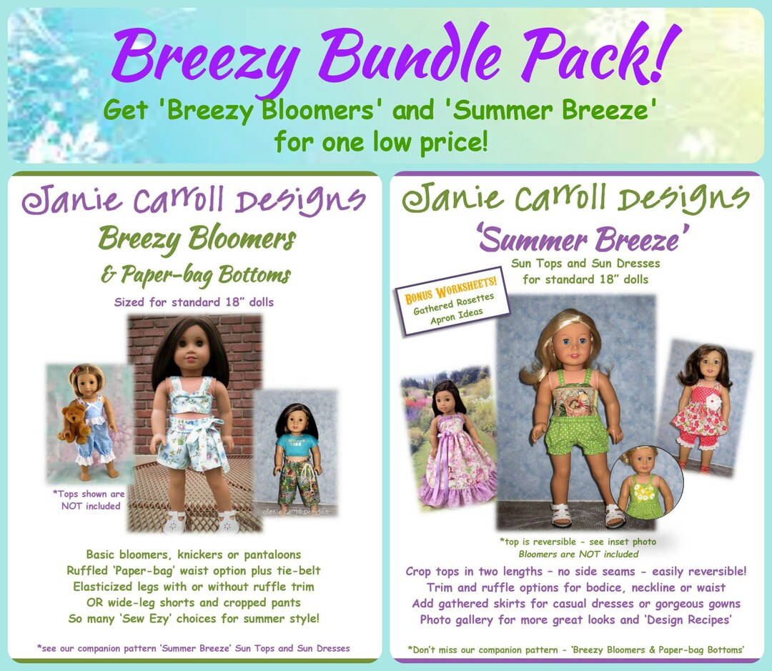 Breezy Bundle Pack Pattern Set for 18 Dolls Such as the American ...