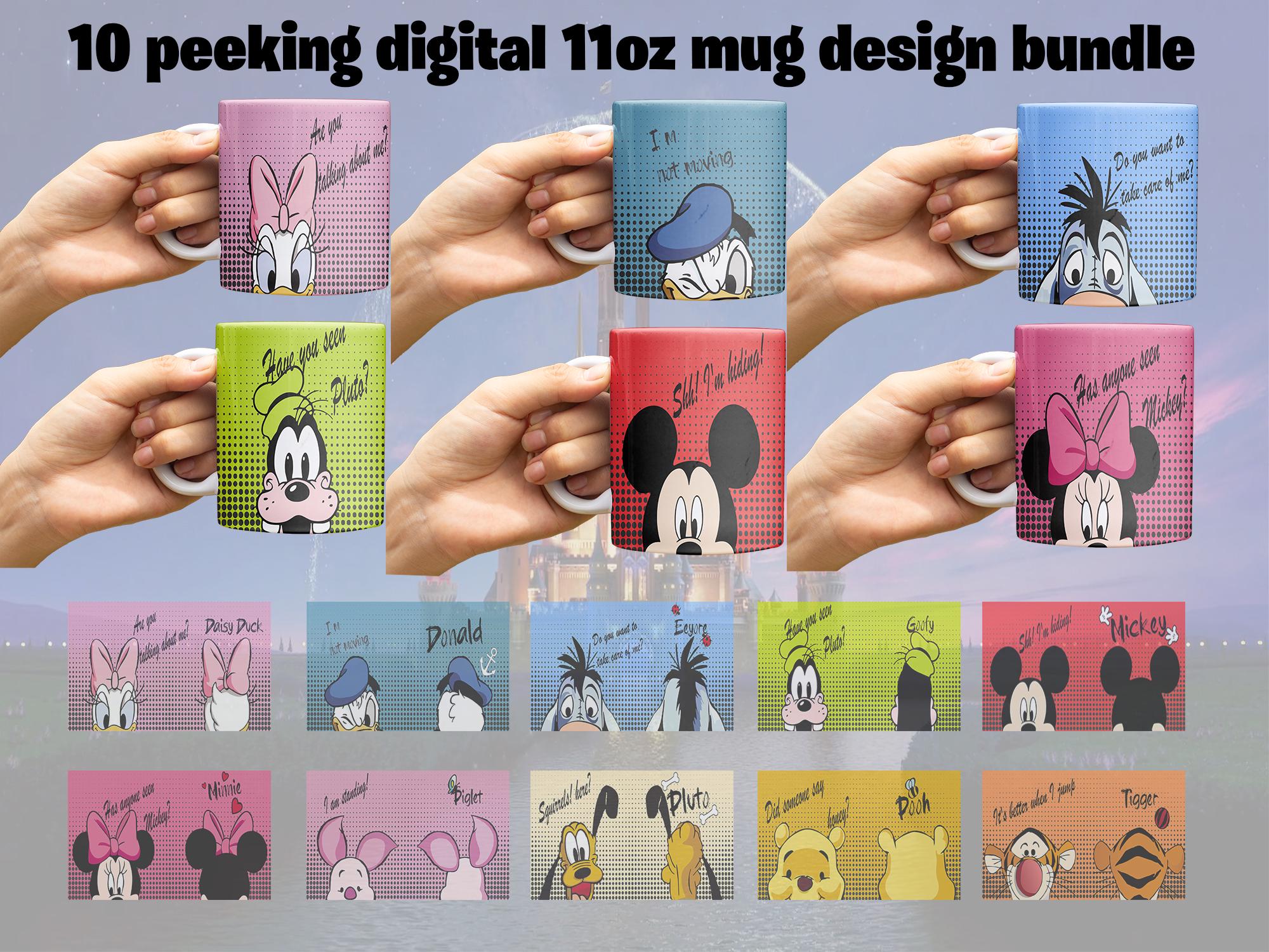 10 Peeking Cartoon Mug Design Bundle. 11oz Mug Sublimation Pack. PNG ...