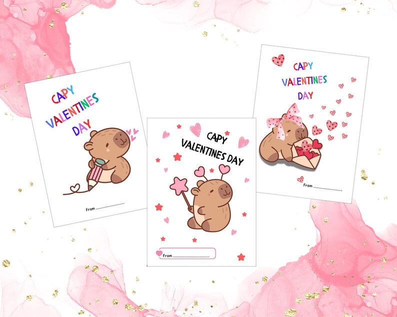Capybara Valentine's Day Cards for Kids, Teens, Classroom Valentines - Etsy