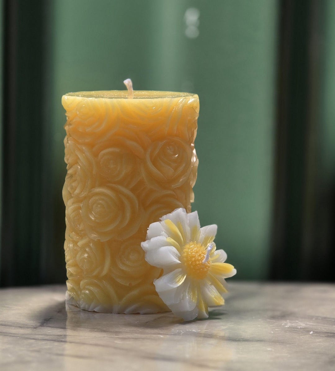 Yellow Color Two Unscneted Folowe Pillar Candle for Home Decore, Gift ...