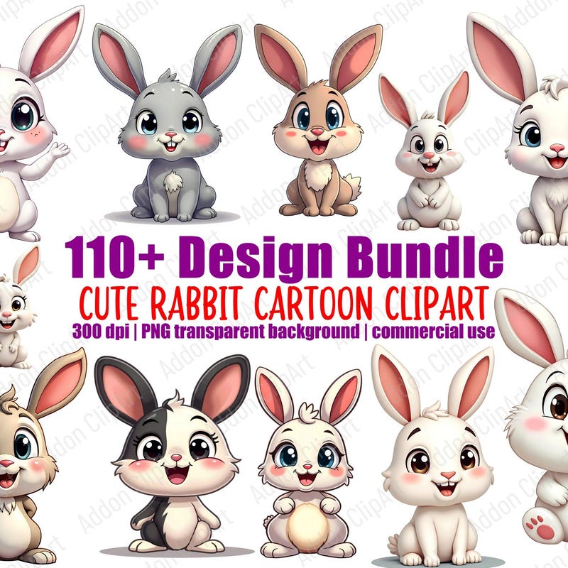 Images of Cartoon Rabbits - Etsy