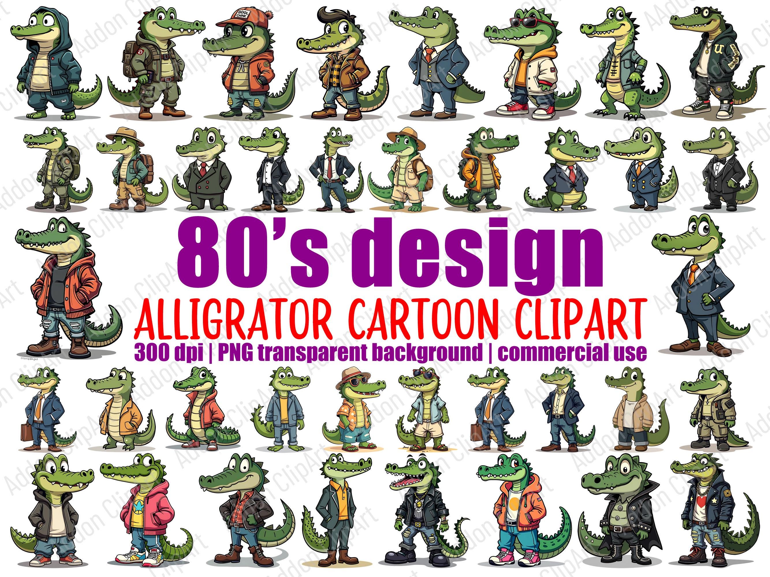 Alligator Illustration Cartoon Style PNG Clipart Bundle, Printable ...