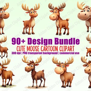Cute Moose Clipart Illustration Mouse Cartoon PNG Bundle Printable ...