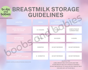 Breastmilk Storage Guidelines | Printable Handout | Digital Download ...