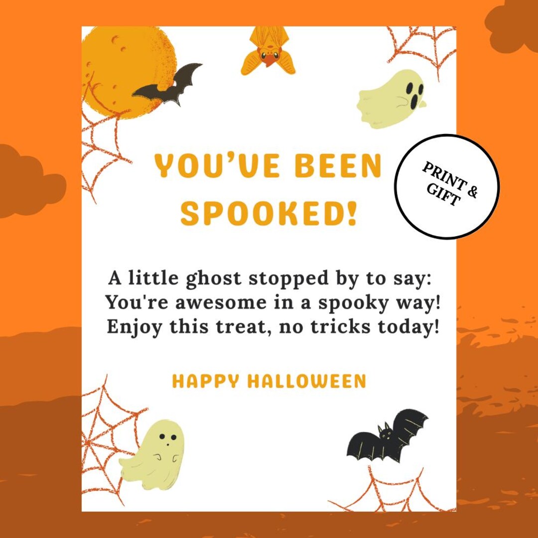 Printable You've Been Spooked Card: Halloween Boo Basket Tag (PDF ...