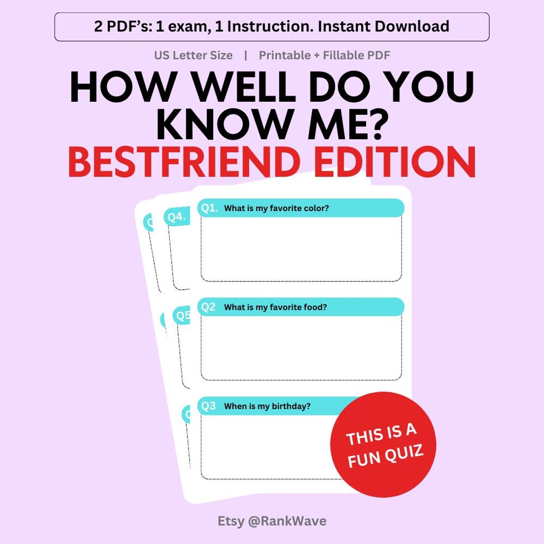 How Well Do You Know Me? Bestfriend Quiz & Game | Fun Friendship Test ...