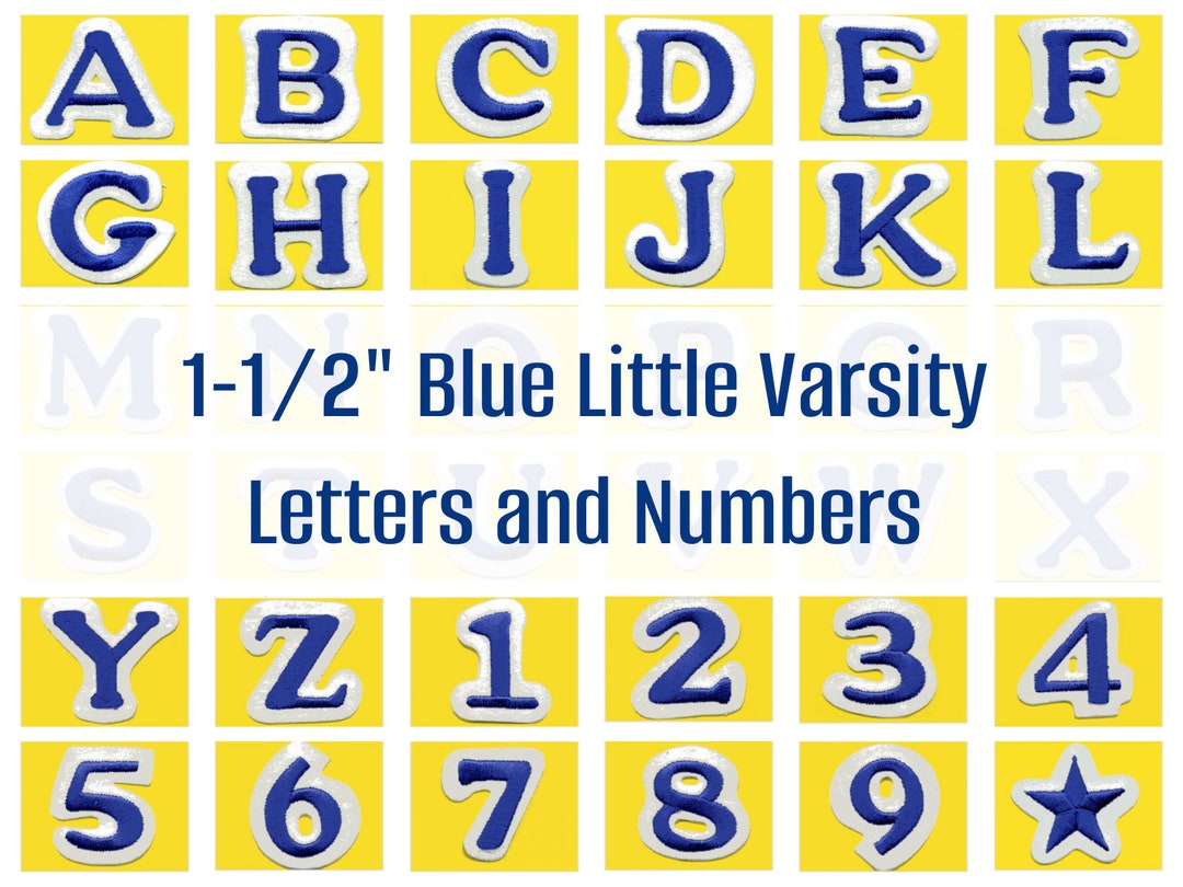 1-1/2" Blue Little Varsity Letters, Numbers and Stars for Personalizing ...