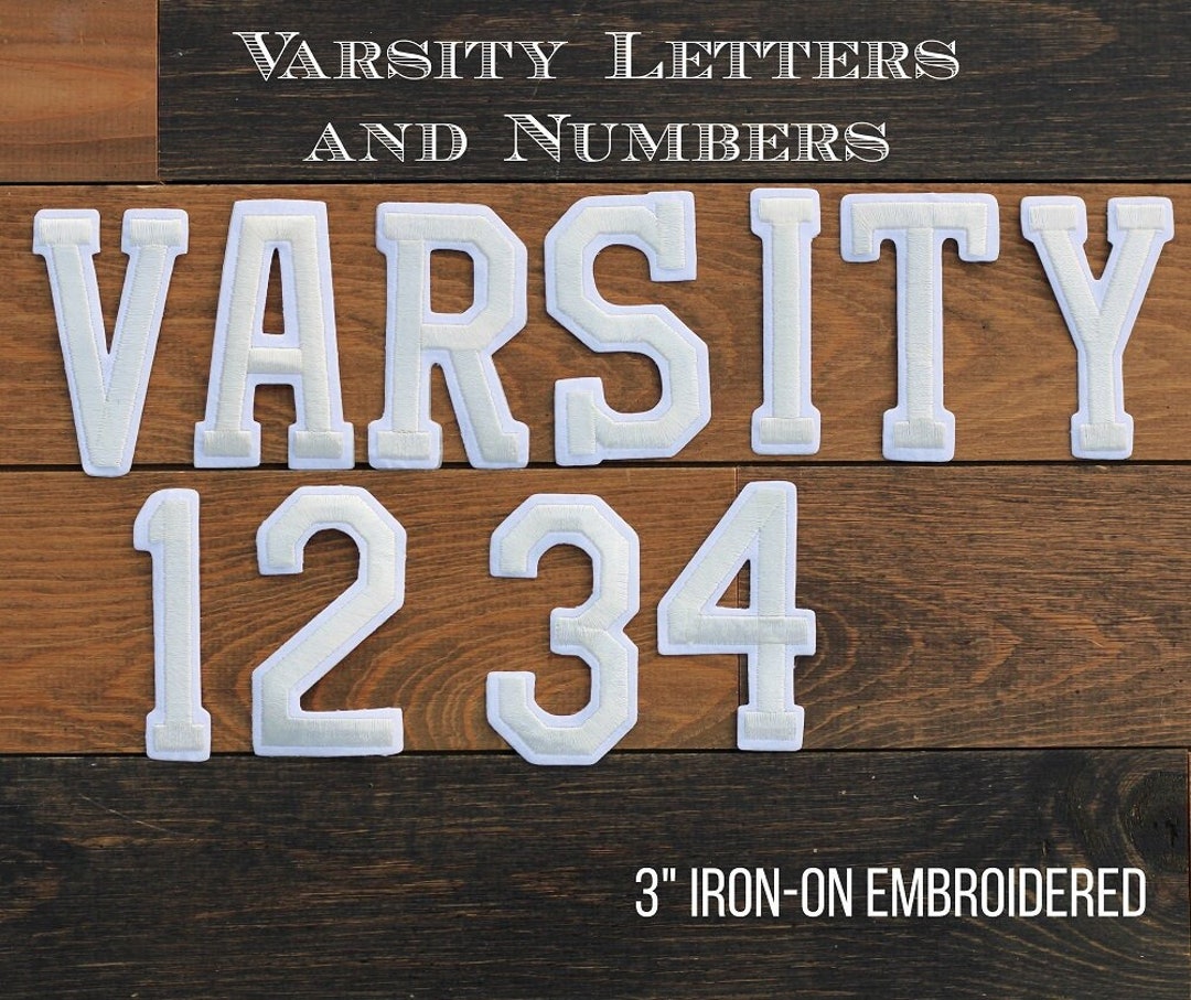 3" White Embroidered Iron-on Varsity Letters and Numbers - Etsy