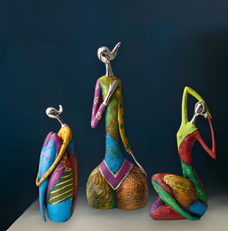 Nordic Abstract Women Figurine: Resin Native Costume Art Sculpture - Etsy