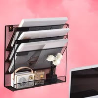 Leather Hanging File Storage Organizer Wall Hung Magazine Rack File ...