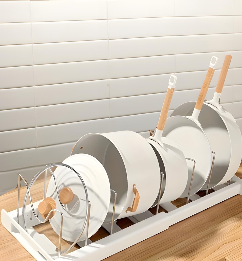 Adjustable Expandable Pot Organizer Rack, Multi-purpose Kitchen Cabinet ...