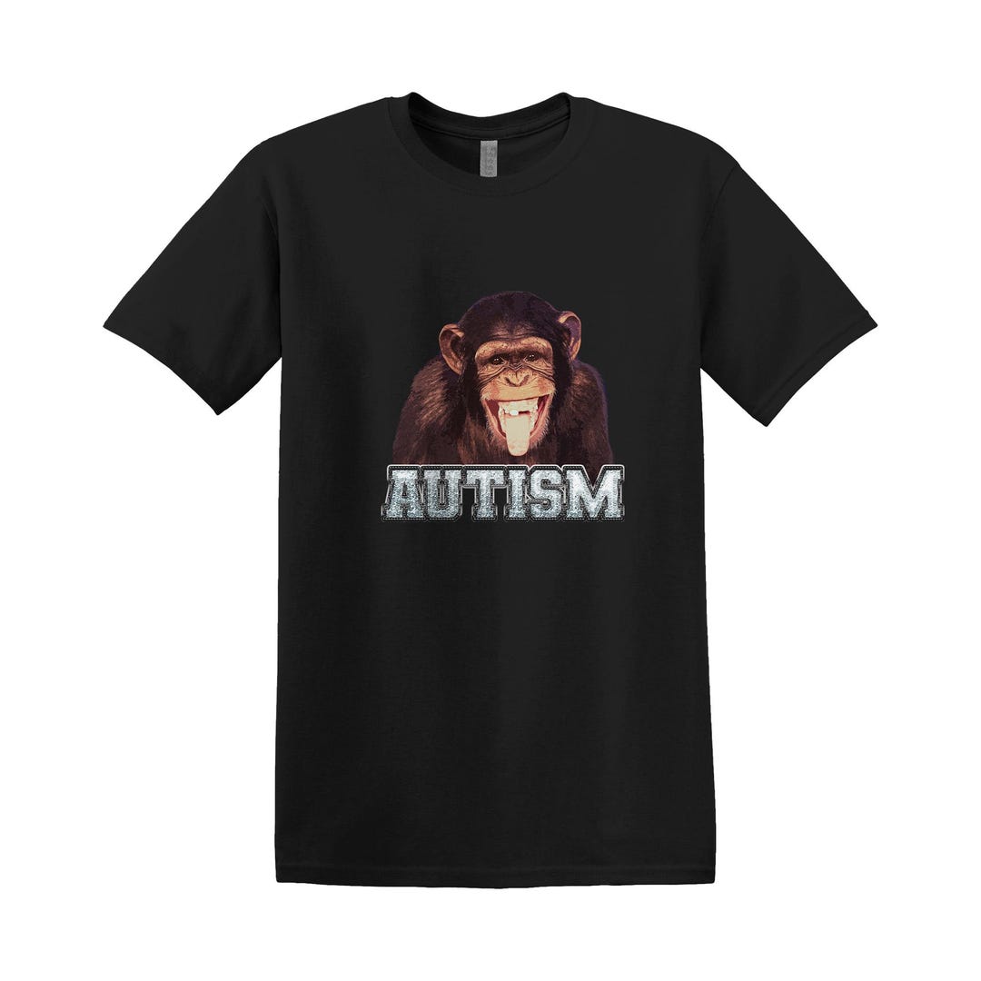 Autism Monkey / Ape Vintage Style T-shirt Tee Top Funny Meme Gift ...