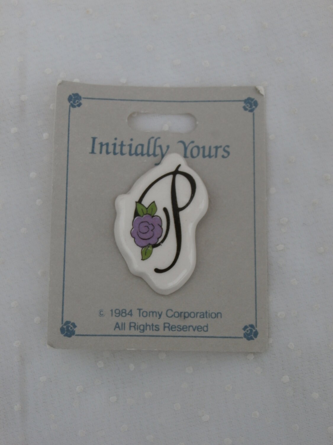 Ceramic Letter P Initial Pin Brooch Vintage 1980s with Purple | Etsy