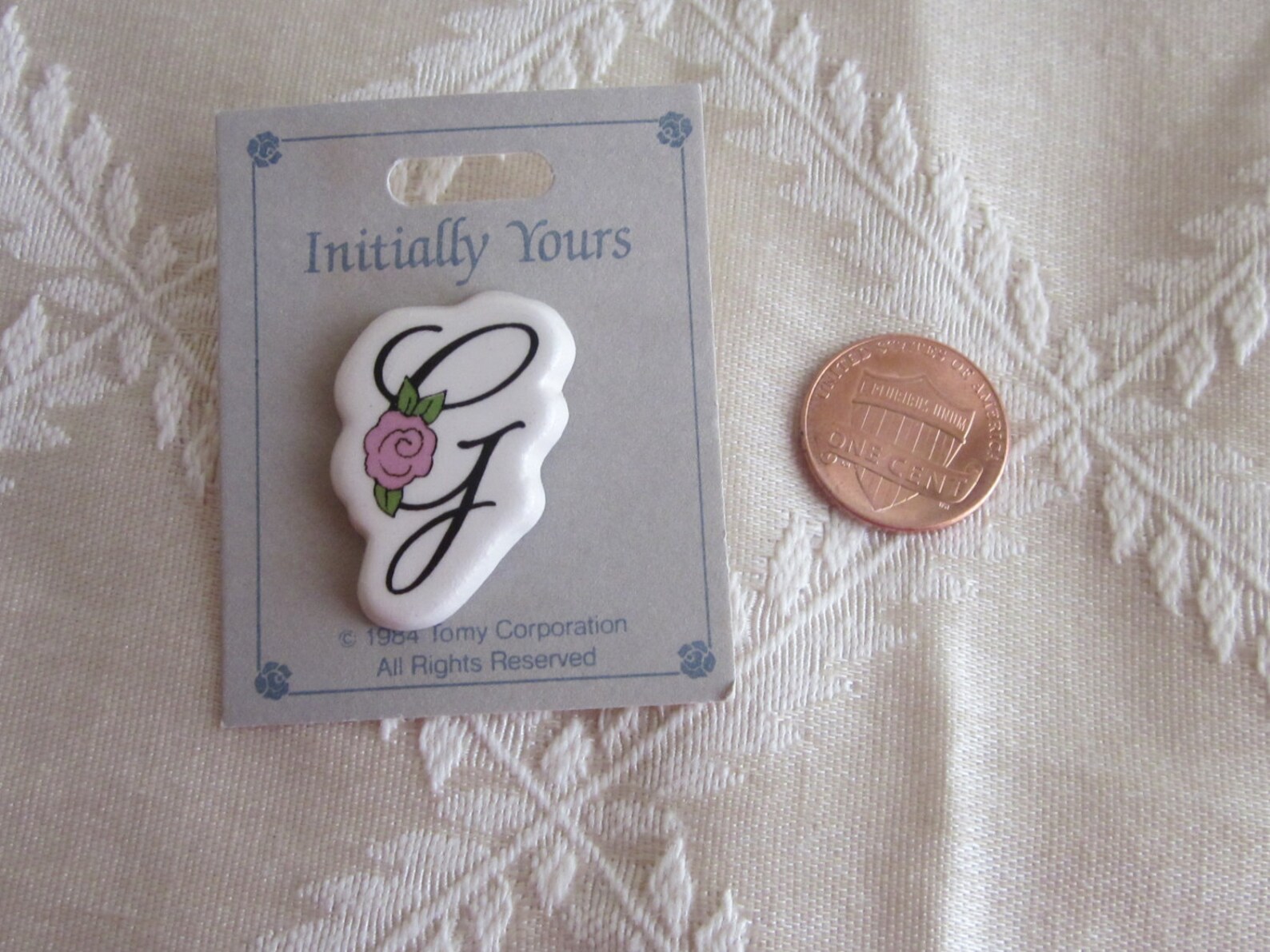 Letter G With Pink Rose Vintage 80s Ceramic Initial Brooch Pin - Etsy
