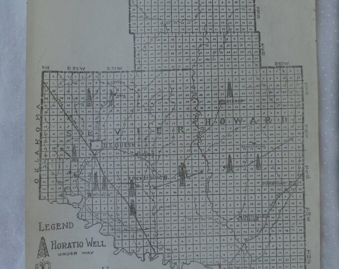 Sevier and Howard County Arkansas 1920s or Earlier Era Map of - Etsy